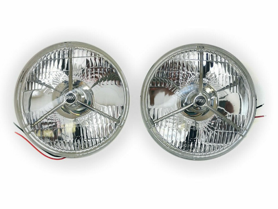 P700 7" TRIPOD HALOGEN HEADLIGHT PAIR LAMP LIGHTS RHD CLASSIC MINI ...
