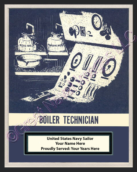 BOILER TECHNICIAN Rate Print 3 Personalized on Canvas US Navy Veterans ...