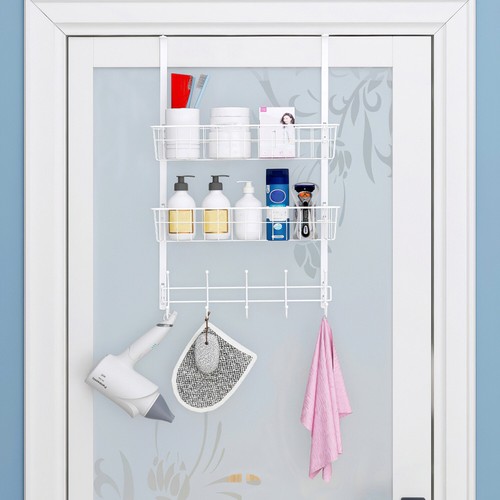 2-Tier Over The Door Organizer Hanger Hook Door Storage Rack Shelf ...