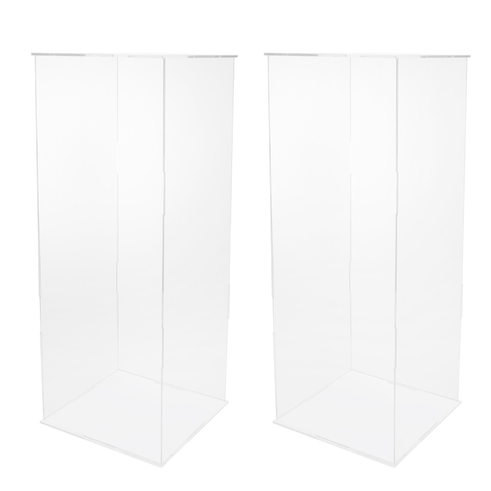 2x Acrylic Column Flower Stand Crystal Chains Geometric Wedding ...