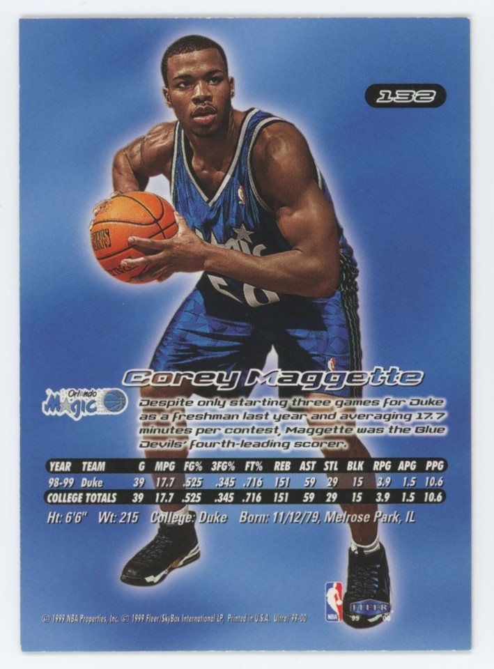 1999-00 Ultra Corey Maggette Rookie Orlando Magic #132 | eBay