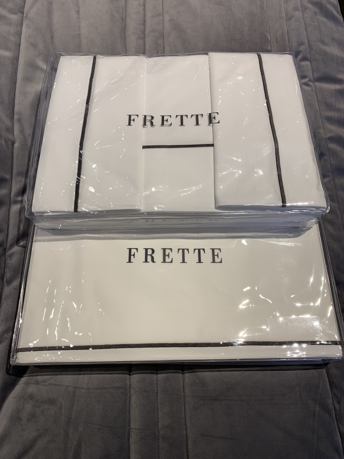 FRETTE ONE BOURDON CAL KING 5PC MATCHED SET WHITE/GREY DUVET COVER+4PC ...