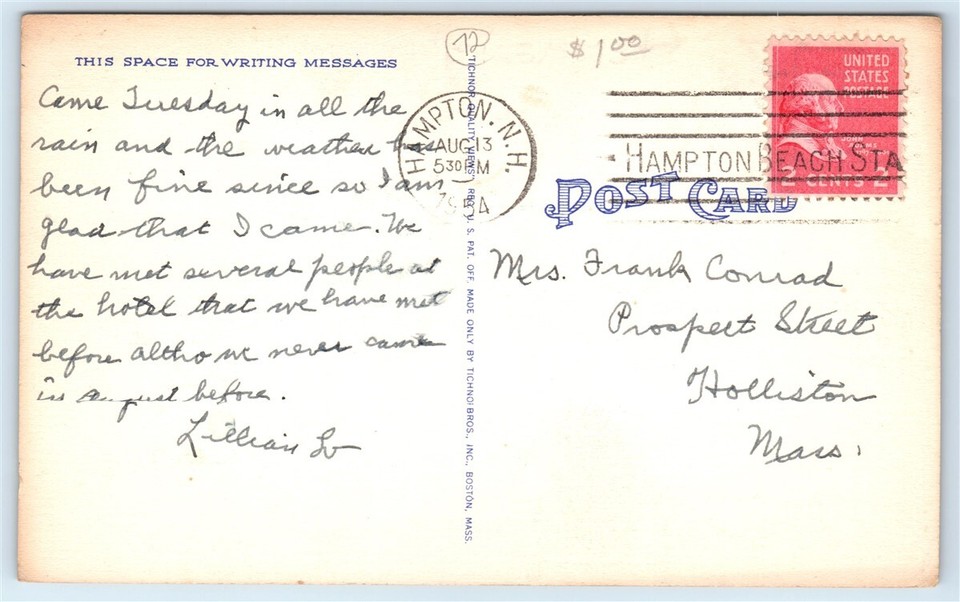 Postcard Surf and Great Boar's Head, Hampton Beach NH linen 1954 I186 | eBay