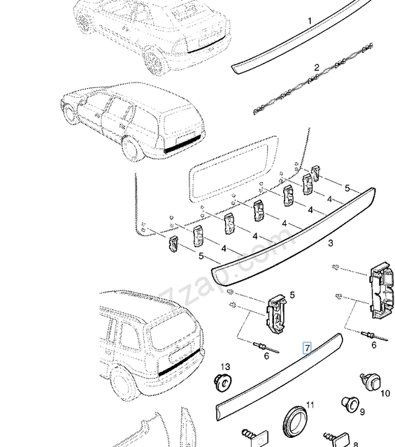 Leiste Schutz Heckträger Motorhaube Hinten OPEL Astra G - OPEL 24425938 ...