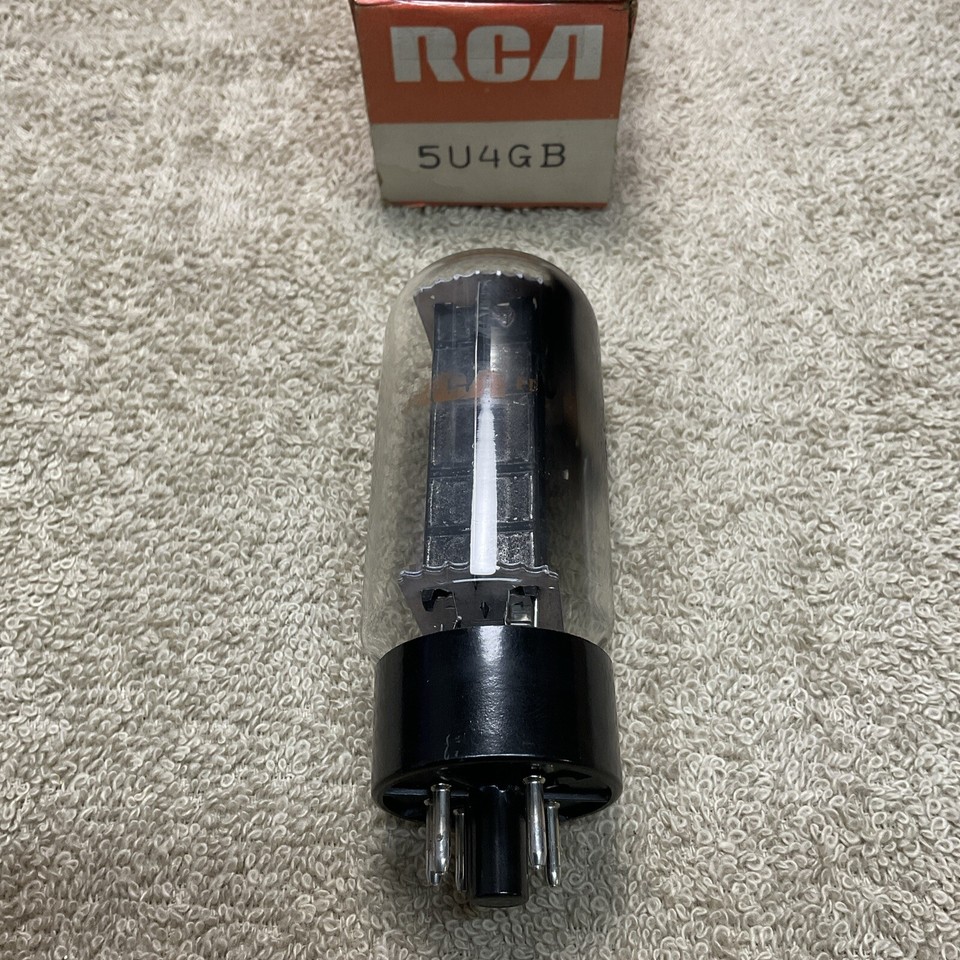 NOS RCA 5U4GB RECTIFIER VACUUM TUBE TESTED VINTAGE BLACK PLATES A936.C ...