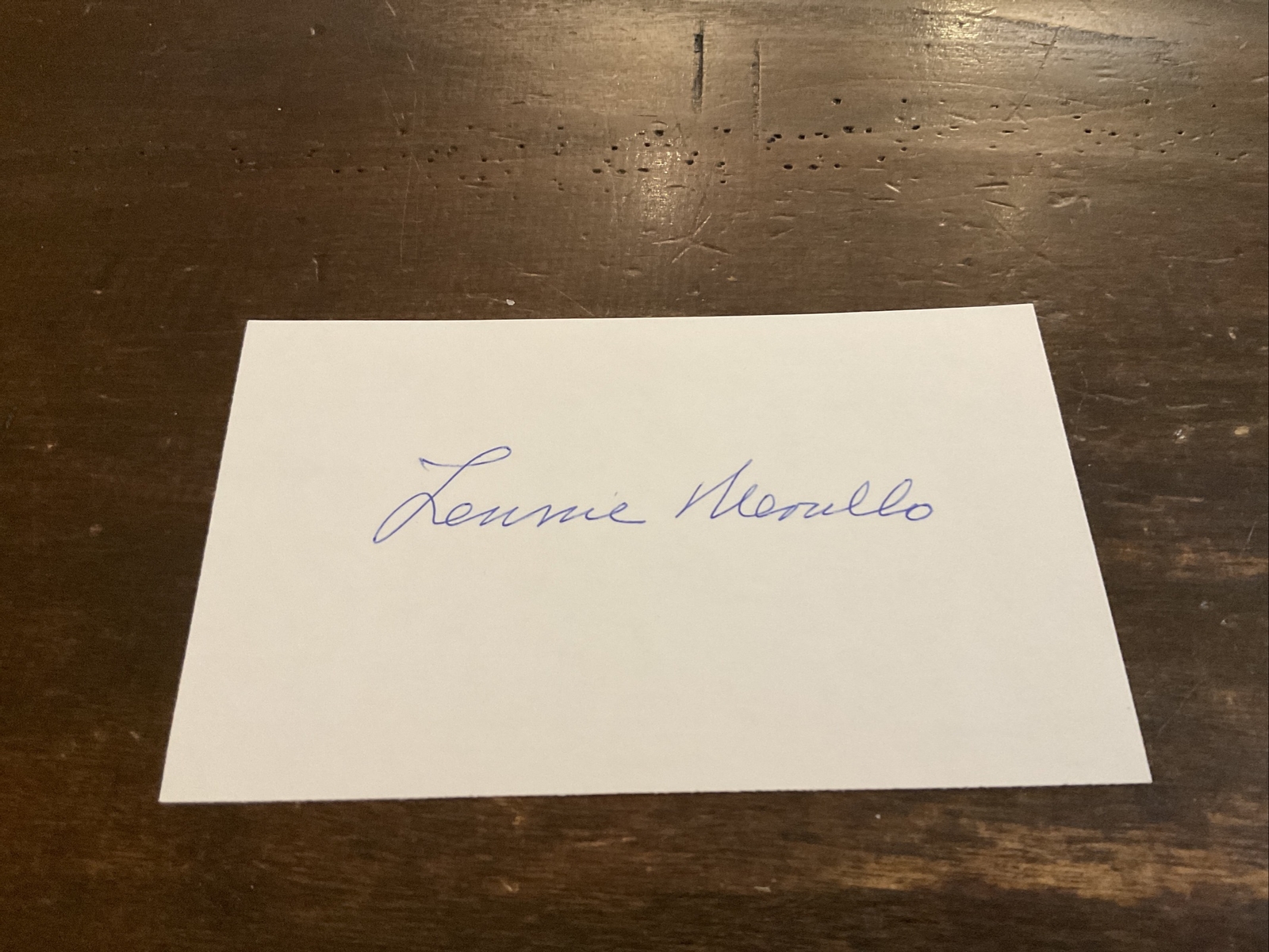 LENNIE MERULLO (1941-1947 Chicago Cubs) -Autographed 3x5 Index (d.2015 ...