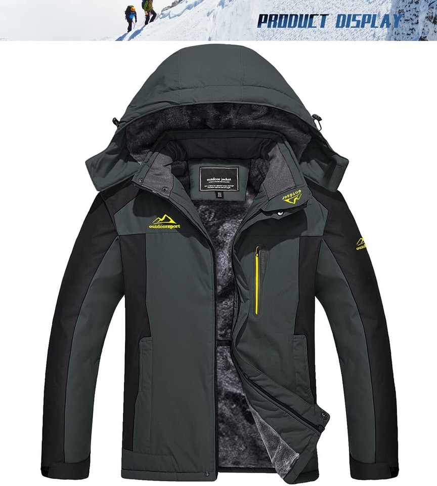 Men's Outdoor Ski Snow Jacket Mountain Hiking Warm Fleece Lined Winter ...