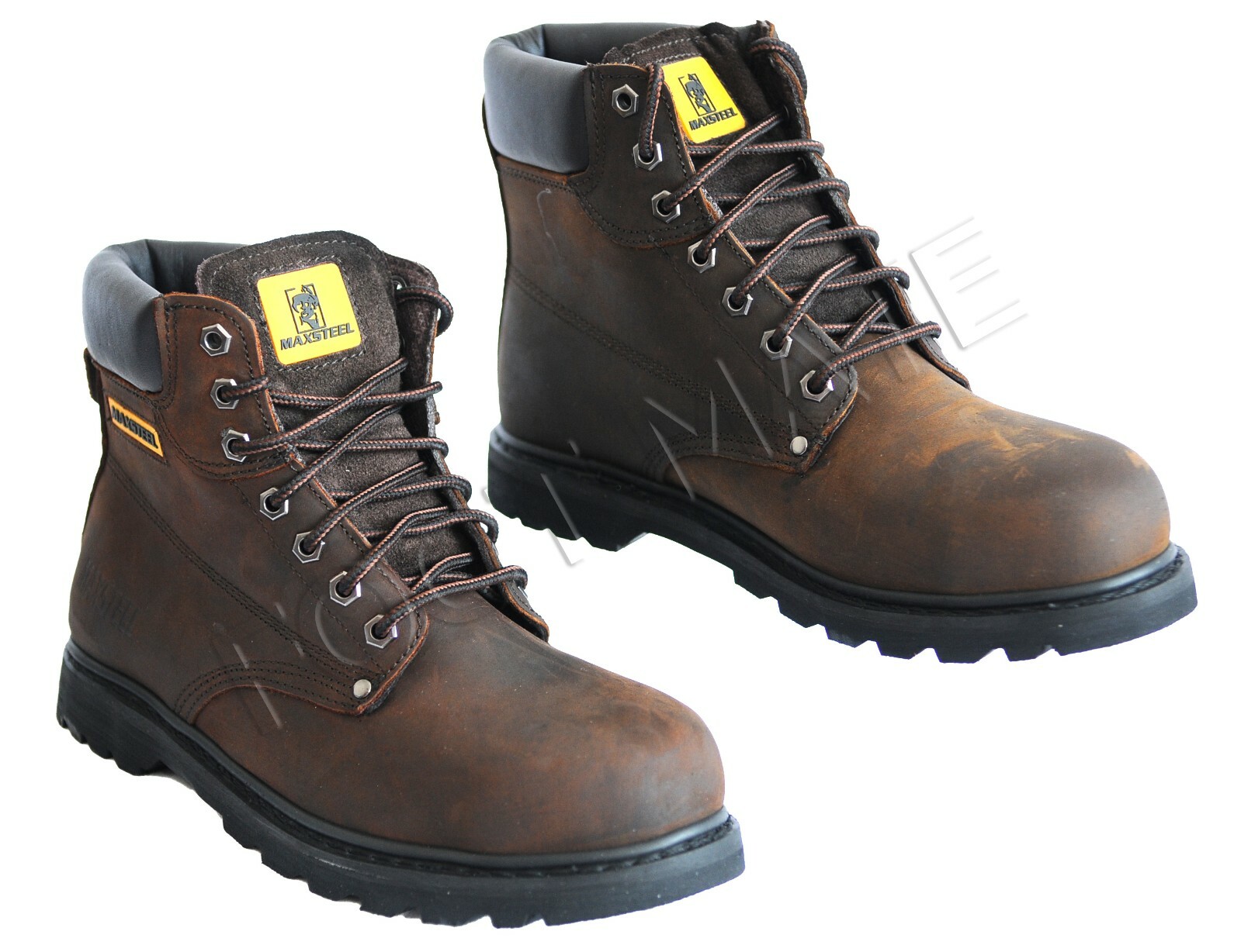 NEW MENS WELTED LEATHER CONSTRUCTION SITE STEEL TOE CAP WORK BOOTS ...
