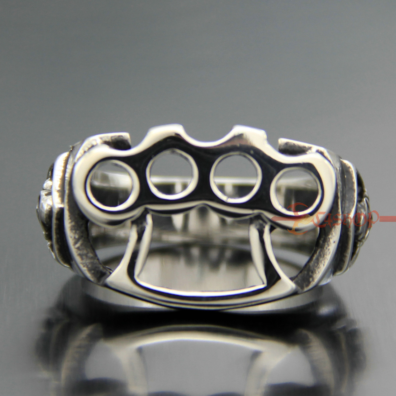 Men's Skull Brass Knuckles Duster 316L Stainless Steel Ring Silver ...