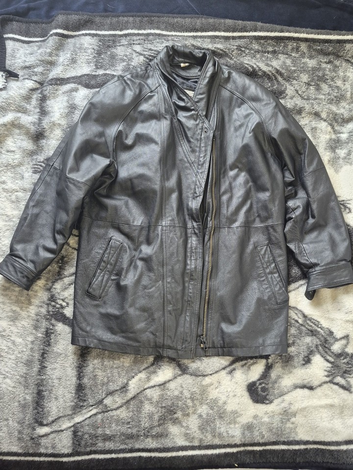 Wilda Genuine Leather Size 2x Black Motorcycle Jacket Made In USA Full ...