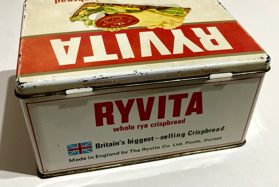 Vintage RYVITA The Original Rye Crispbread White Metal Kitchen Storage ...
