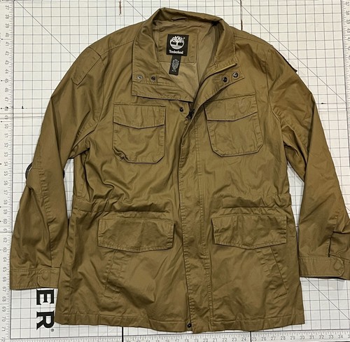 Timberland Utility Jacket Men's XL Brown Full Zip Snap Button Multi ...