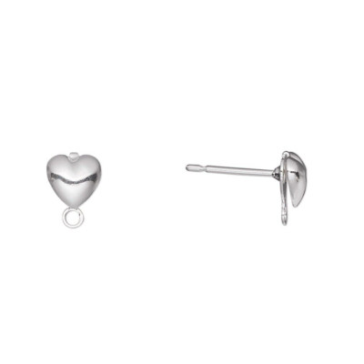 Sterling Silver Plated 6mm Puffed Heart Studs Post Earring Findings 10 pcs | eBay