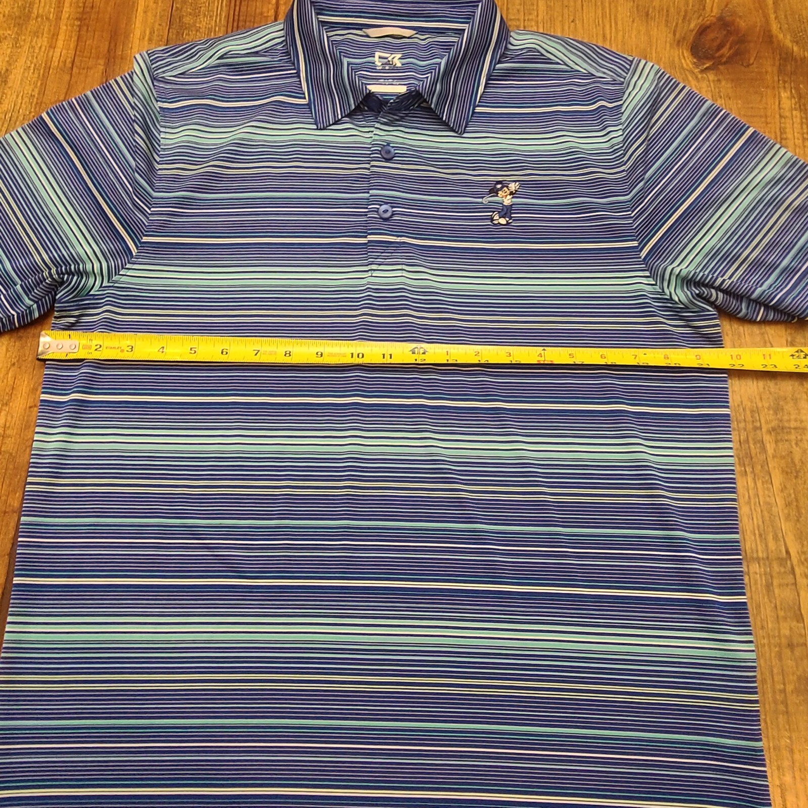 Cutter and Buck Polo Mickey Mouse Golf Logo Blue Stri… - Gem