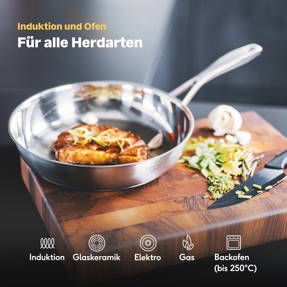 SILBERTHAL Edelstahl Pfanne Unbeschichtet - Induktion - Profi ...