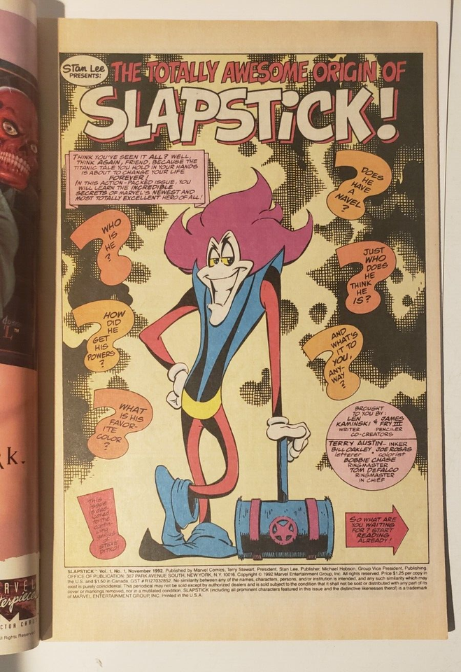 THE AWESOME SLAPSTICK #1 (Marvel 1992) Part 1 of 4, 1st app of Deadpool ...