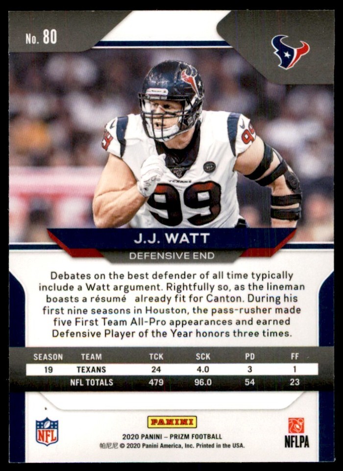 2020 PANINI PRIZM J.J. WATT HOUSTON TEXANS #80 | eBay