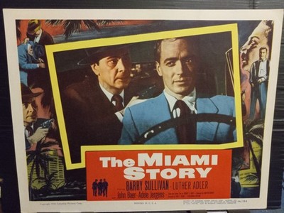 Lobby Card 1954 MIAMI STORY Luther Adler gun Barry Sullivan great CU ...
