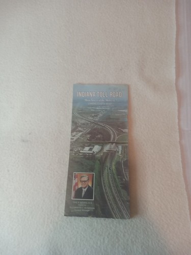 Indiana toll road map, foldable, 1979, Otis Bowen, toll Chicago to New ...