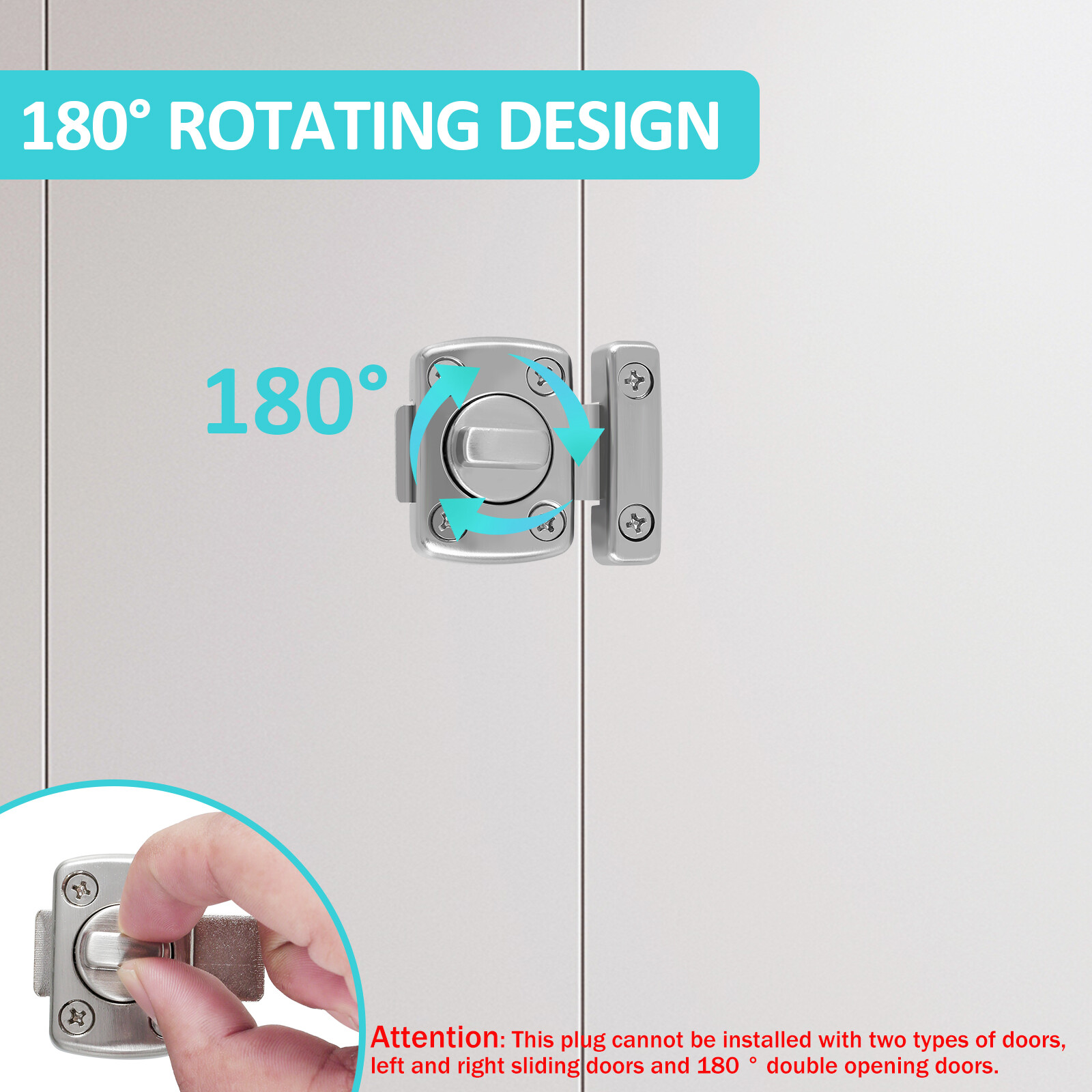 2Pcs Rotary Bolt Latch Keyless Gate Slide Lock Latch Safety Door Latch🌳 ...