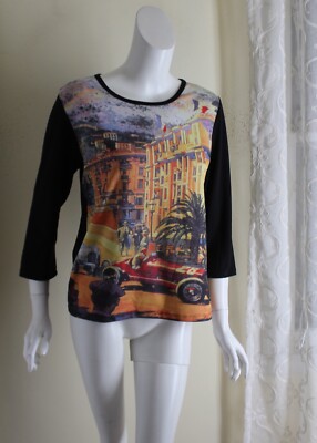 Susan Lawrence -Sz S M Monaco Grand Prix Race Woven Knit Shirt Top ...