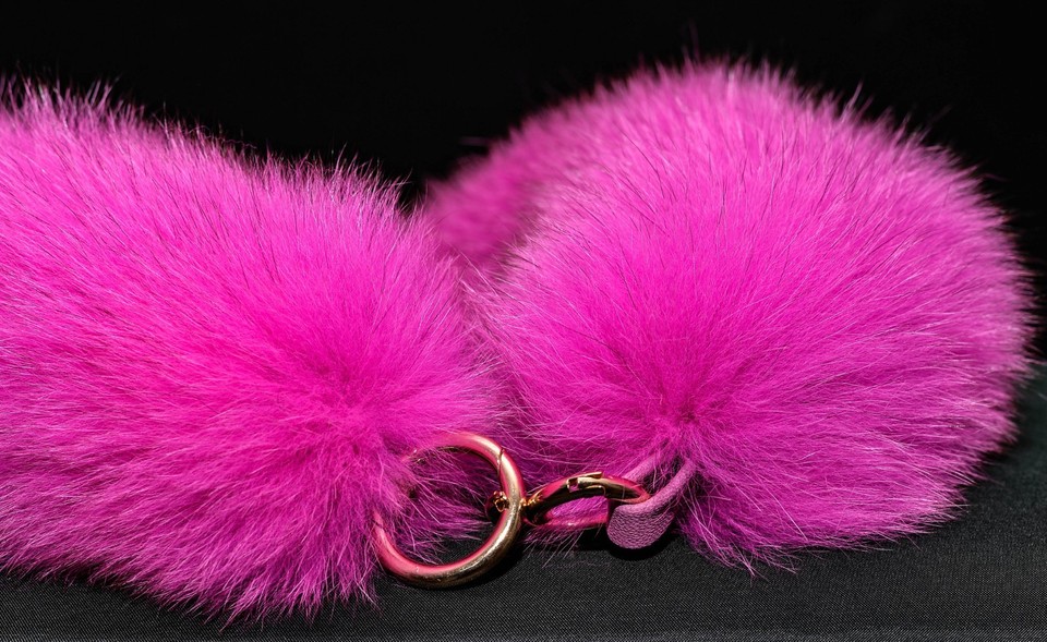Fluffy Pink Fox Fur Handmade Handbag Strap For Handbags, Purses STARP ...
