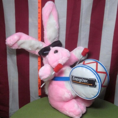 ENERGIZER BUNNY vtg icon 1996 pink plush toy 21" stuffed animal w/ drum ...