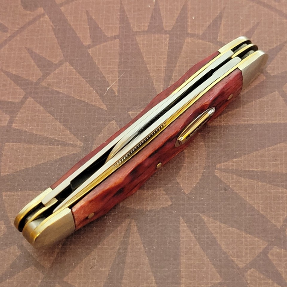 Remington Hand Made Cutlery Bullet Stockman Knife Red Bone Handles SS ...