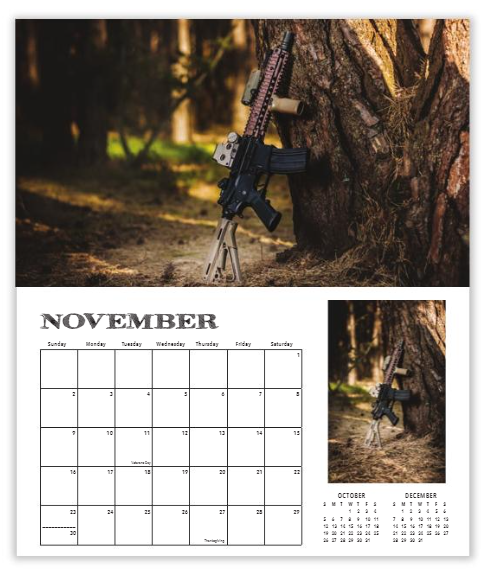 2026 TACTICAL WEAPONS WALL CALENDAR army military guns rifle gear ...