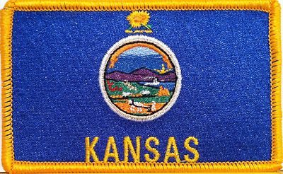 KANSAS State Flag Embroidered Iron-On Patch Tactical Emblem Gold Border ...