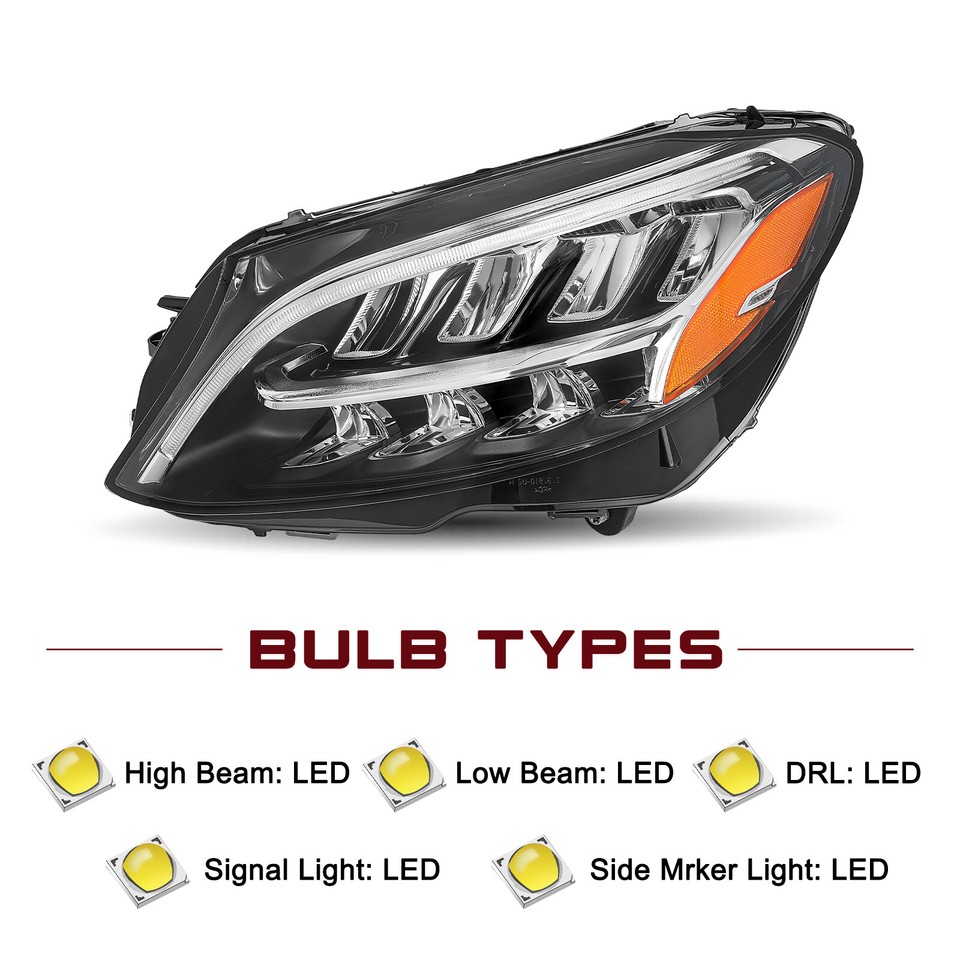 For 2019-2021 Mercedes-Benz C-Class C300 W205 Full LED Headlights LH+RH ...