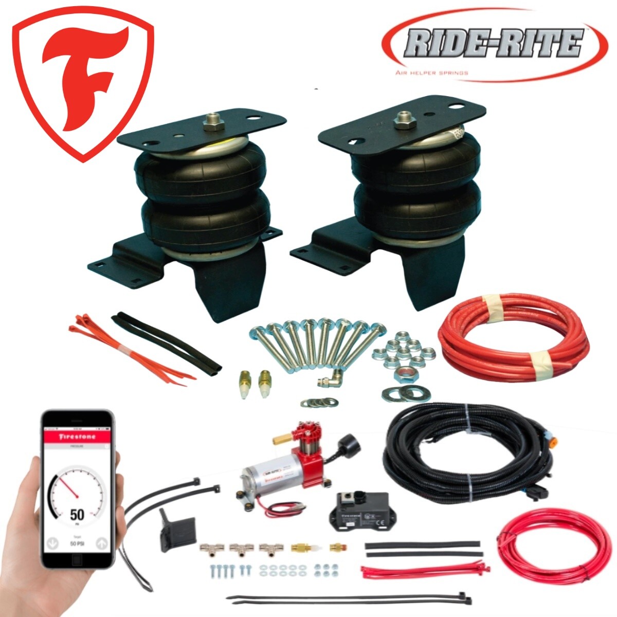 Firestone 2445 Ride Rite Bags and Wireless Air Compressor for Toyota ...