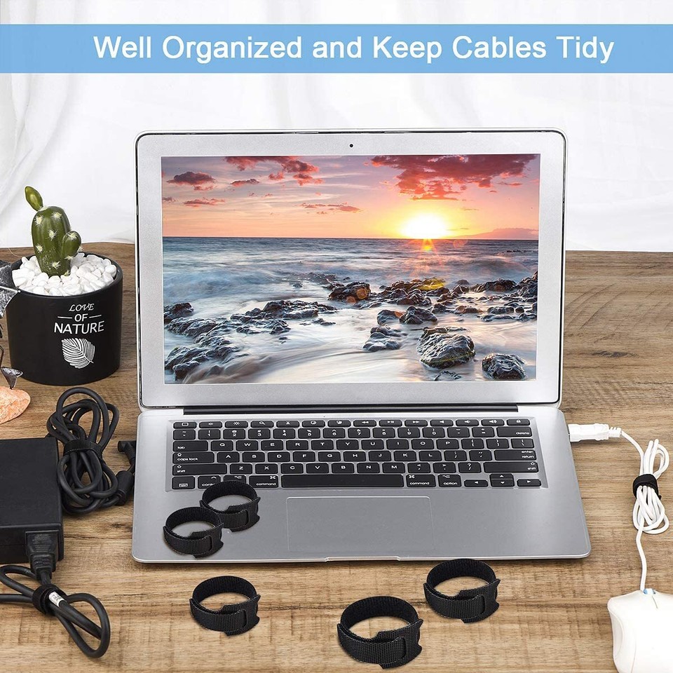 50 PCS Cable Straps Wire Cord Hook Loop Ties Reusable Fastening ...