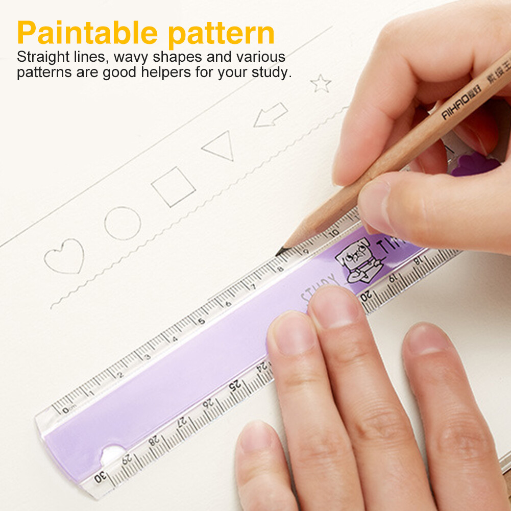 30cm Folding Ruler School Stationary Multi Colors Plastic Transparent ...