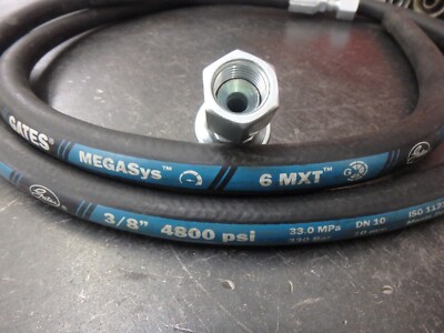 Gates 2 wire 3/8" hose #6 MXT 4800PSI 3 foot long with #6 FJX ends ...