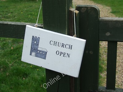 Photo 6x4 Church Open Sign Rendlesham Church open sign on the gate of ...