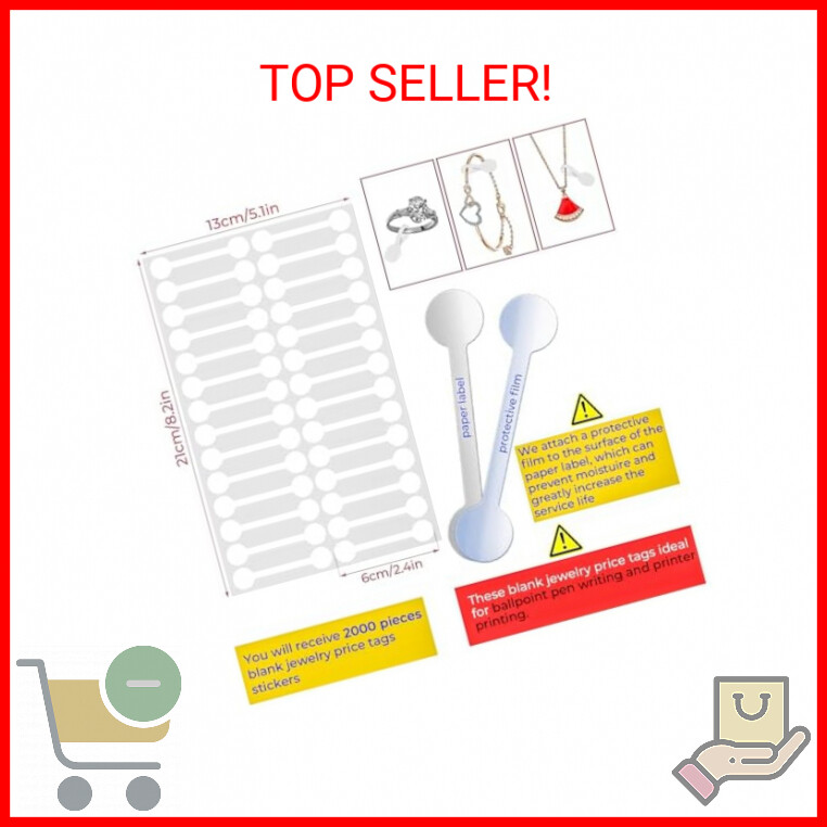 MotBach 2000 Pcs Blank Jewelry Price Tags Jewelry Stickers, Necklace ...