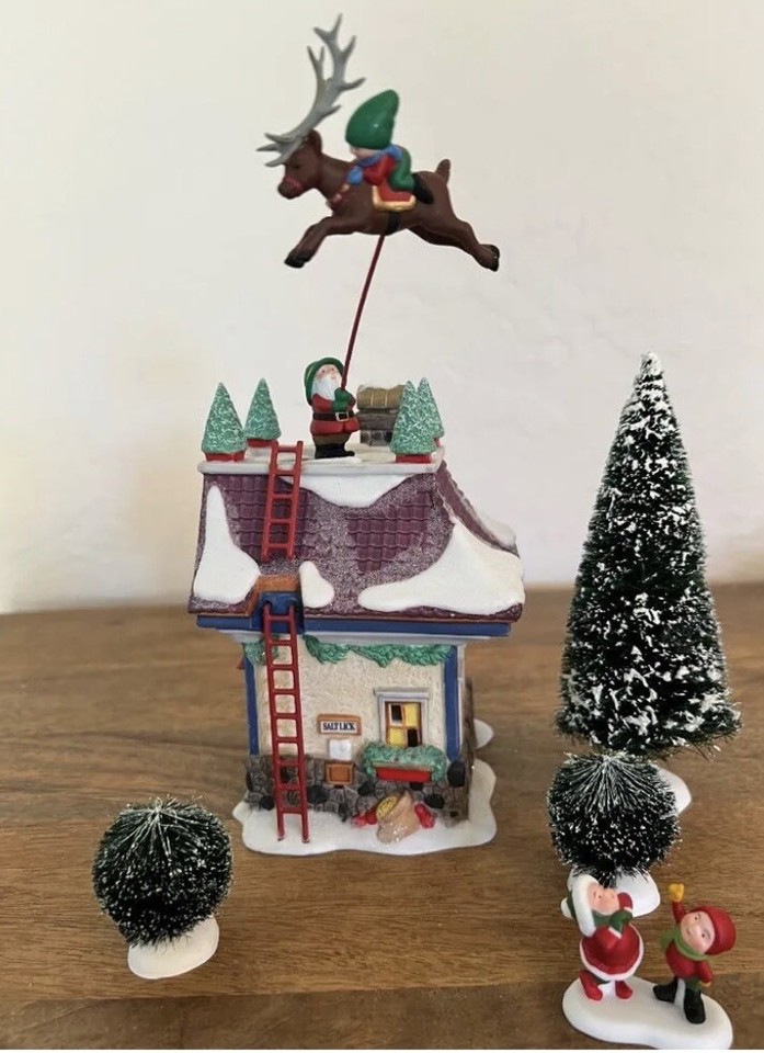 DEPT 56 North Pole Series SANTAS REINDEER RIDES Flying Rotating ...