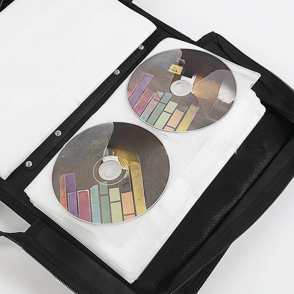 CD Case Bag CD Discs Holder 128 Capacity CD Storage Wallet Bag Black ...