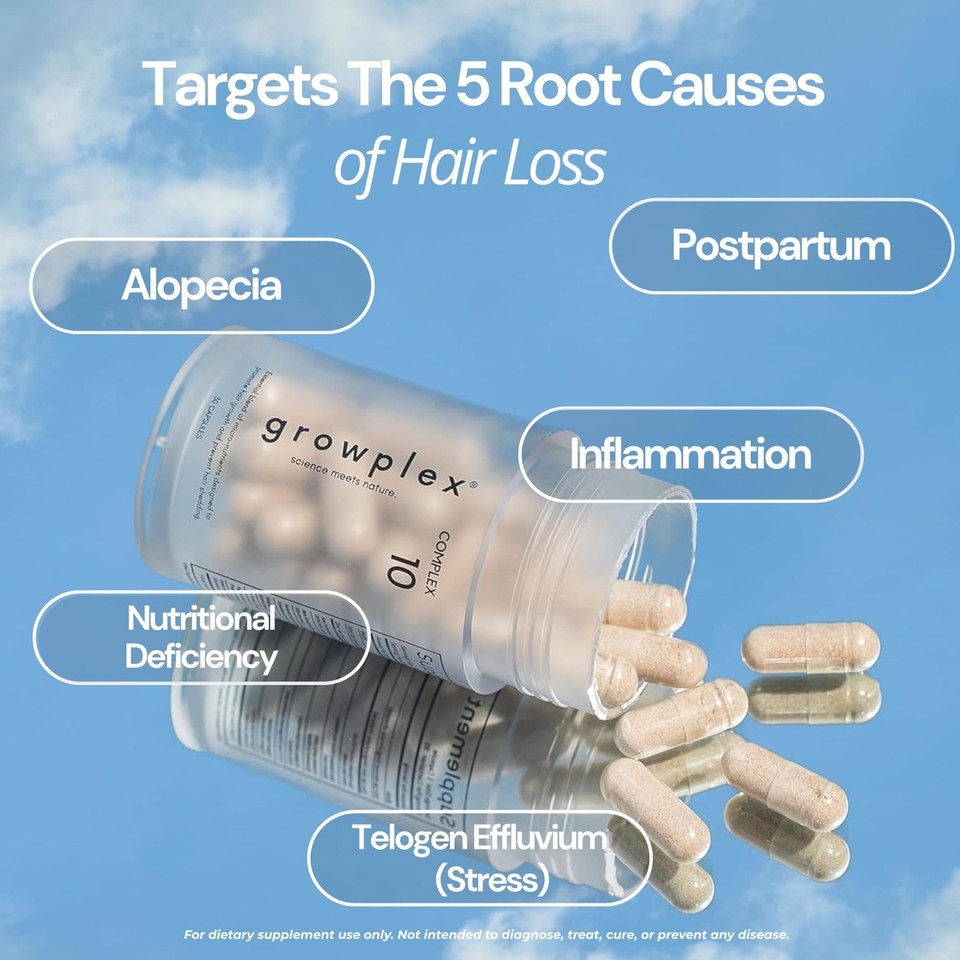 GROWPLEX Complex10 Hair Support Supplement with Biotin Collagen & 10 ...