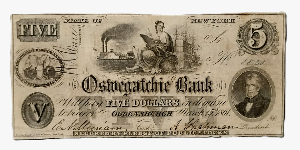 NY $5 OGDENSBURGH New York The Oswegatchie Bank Mar 15, 1851 Haxby NY ...