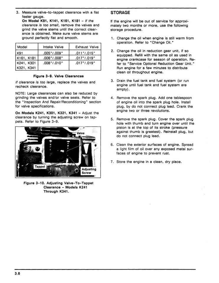 Engine Service Manual Kohler K Series K90 K91 K141 K161 K181 K241 K301 ...