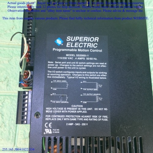 SUPERIOR ELECTRIC SS2000I-V, PROGRAMMABLE MOTION as photo, sn:Random, DHLtoUS. | eBay