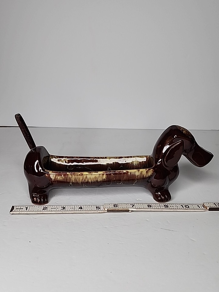 Vintage MCM Dachshund Dog Appetizer Cheese Log Serving Dish Brown Tan ...