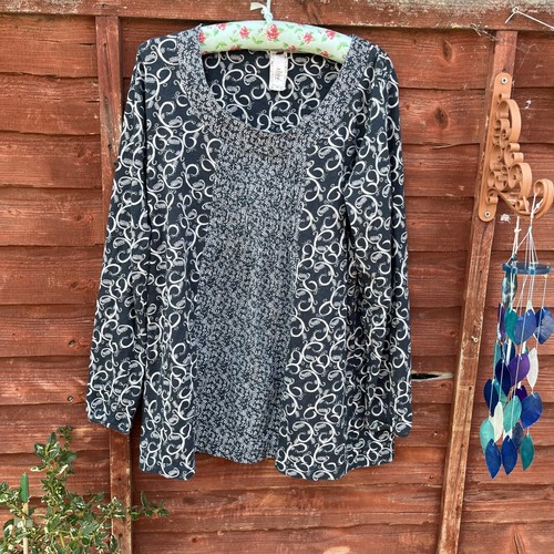 Mistral Cotton Long Sleeve Top Size 16 Blue Mix | eBay UK