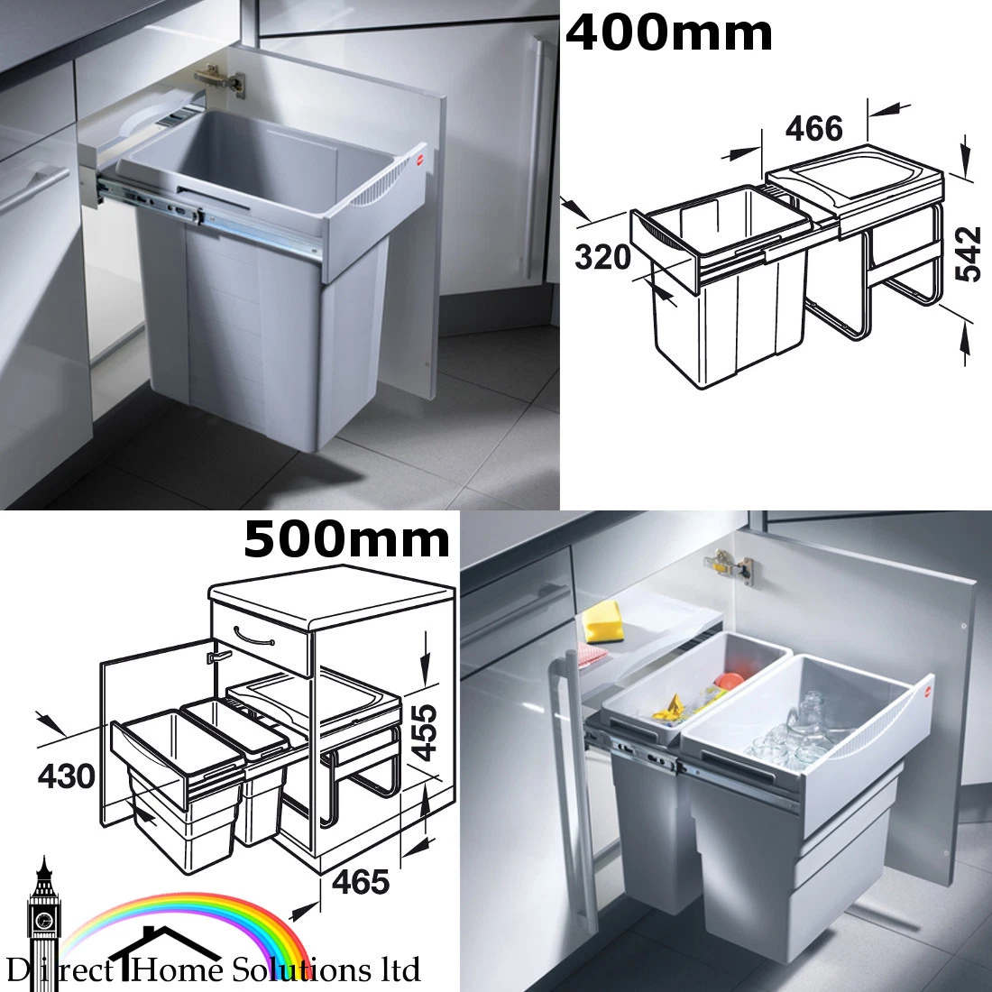 Pull Out Kitchen Bin 500mm | Cabinets Matttroy