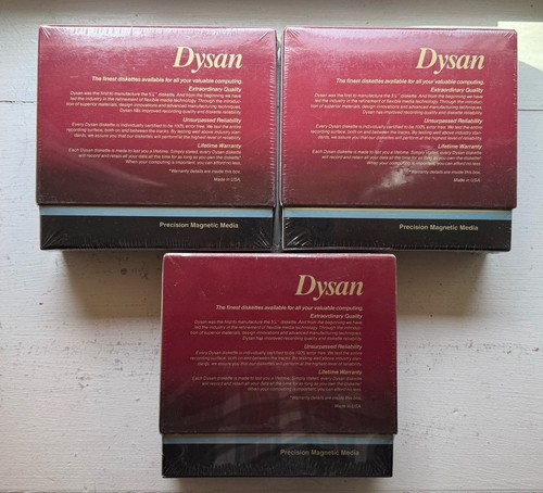 LOT 3 Boxes Dysan 10-Pack 5.25” Diskettes (30 Total) 96 TPI HC High ...