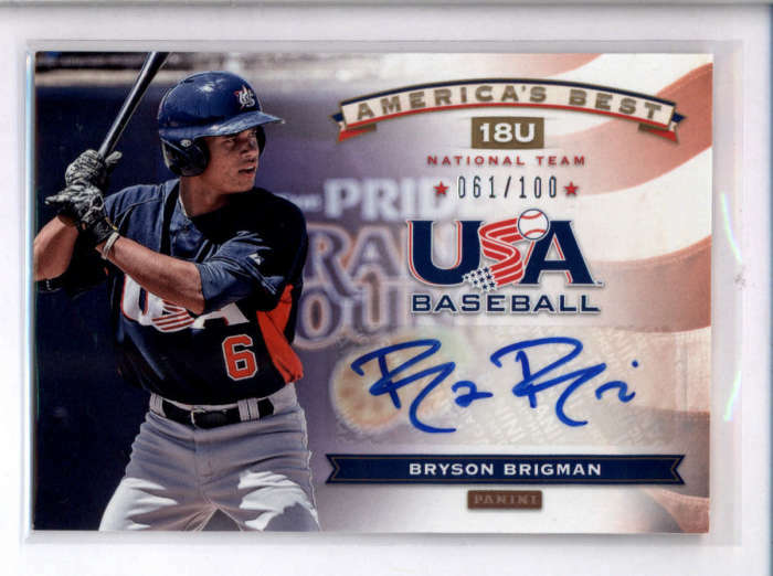 BRYSON BRIGMAN 2013 USA BASEBALL BOX SET ROOKIE AUTOGRAPH AUTO #061/100 ...