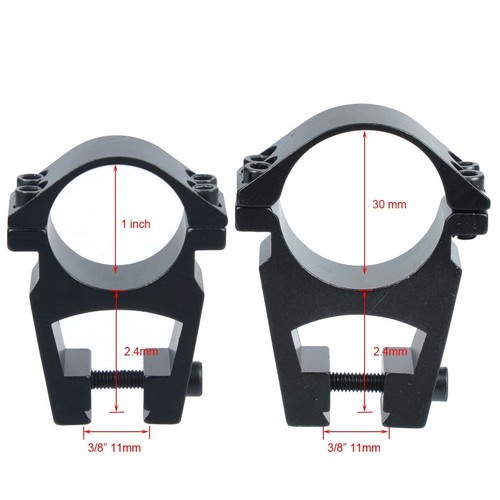 1"/30mm See-Thru Riflescope Rings Mount 3/8" Dovetail High Profile .22 ...