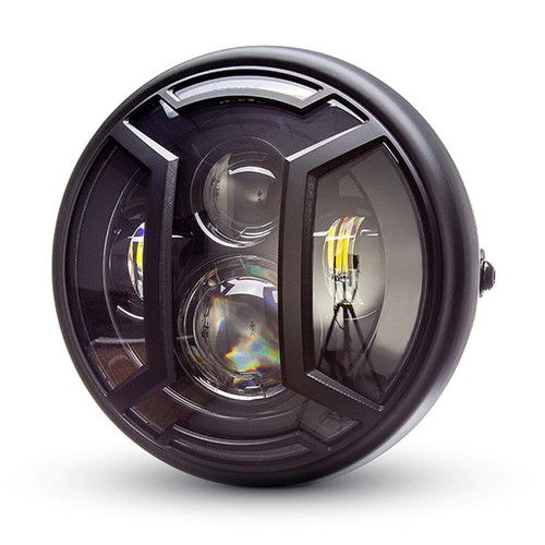 Custom Classic Motorcycle 7.7" Black LED Metal Projector Headlight ...